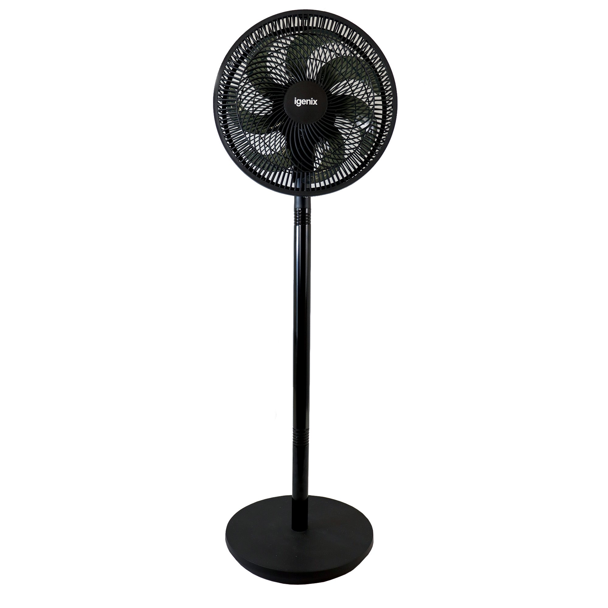 12 Inch Pedestal Fan, 7 Blades, 3 Speeds, Black